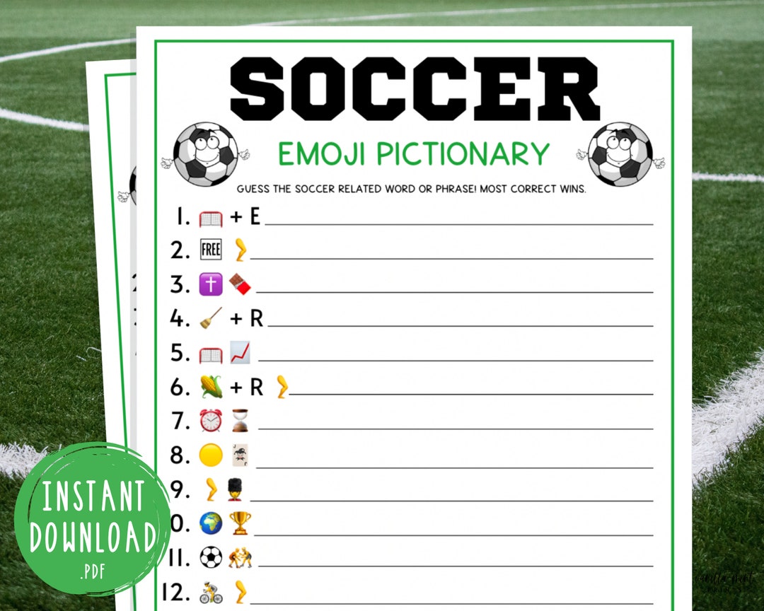 Soccer Emoji Pictionary Game | Printable Soccer Team Party Game ...