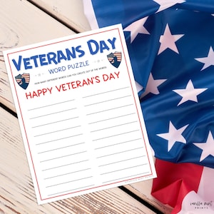 Veterans Day Word Puzzle Game | Printable Veterans Day Party Games ...