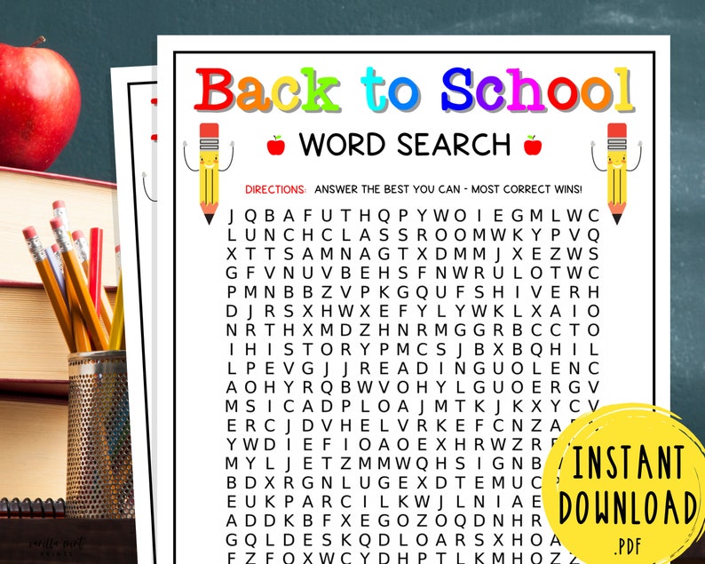 Back to School Game Word Search First Day of School - Etsy
