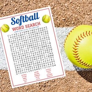 Softball Word Search Game | Printable Softball Team Party Games |travel ...