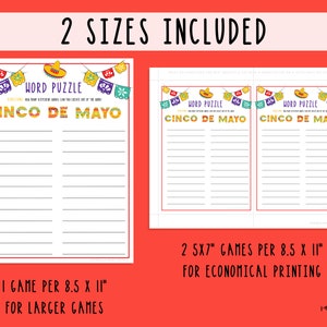 Cinco de Mayo Word Puzzle Game Word Game Mexican Party | Etsy