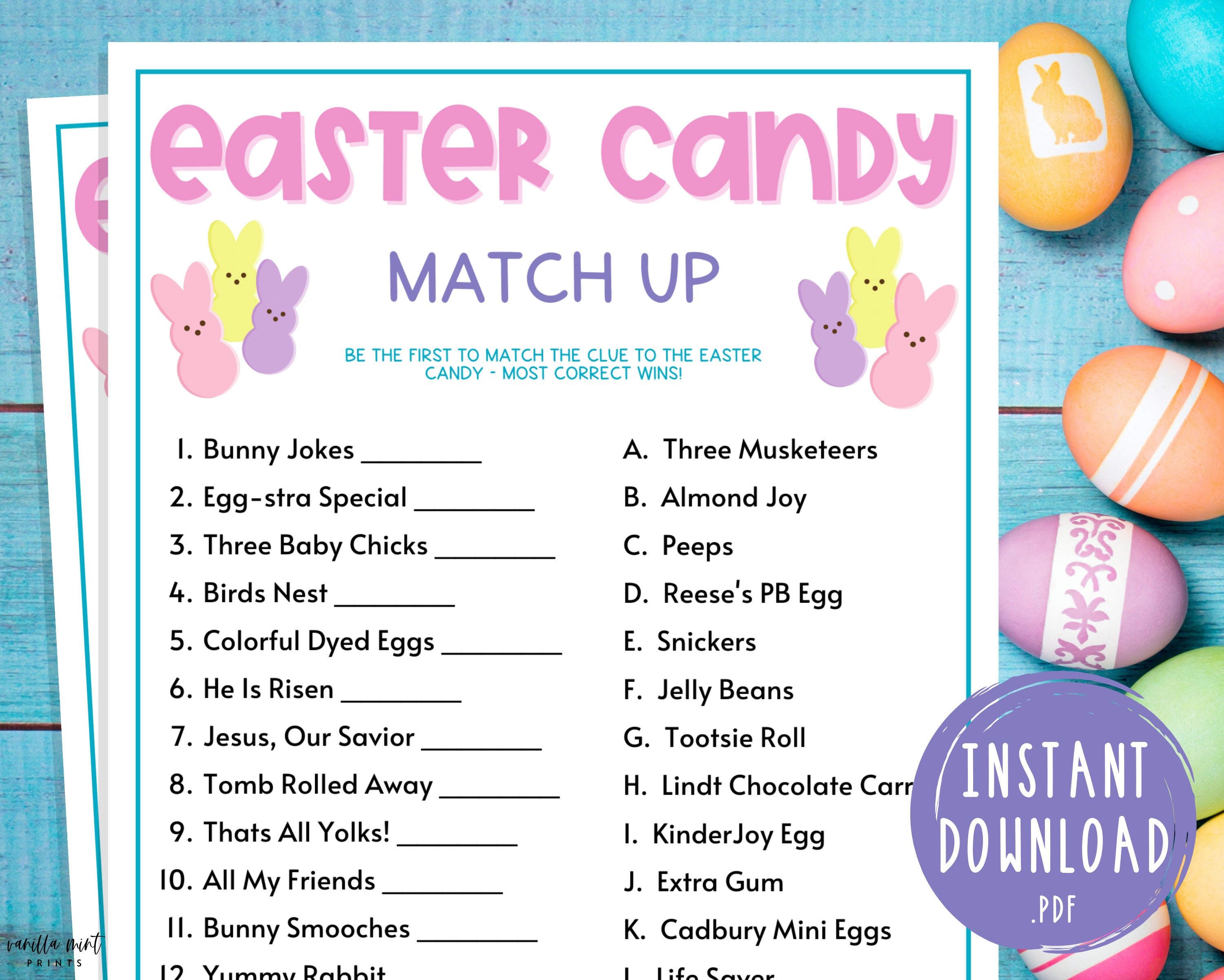 Easter Candy Match up Game Easter Classroom Activities - Etsy