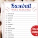 Baseball Word Scramble Game Printable Baseball Team Party Games MLB ...