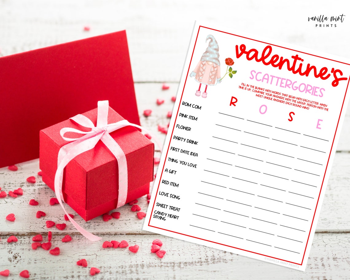Valentine's Day Scattergories Game Fun Valentine's - Etsy