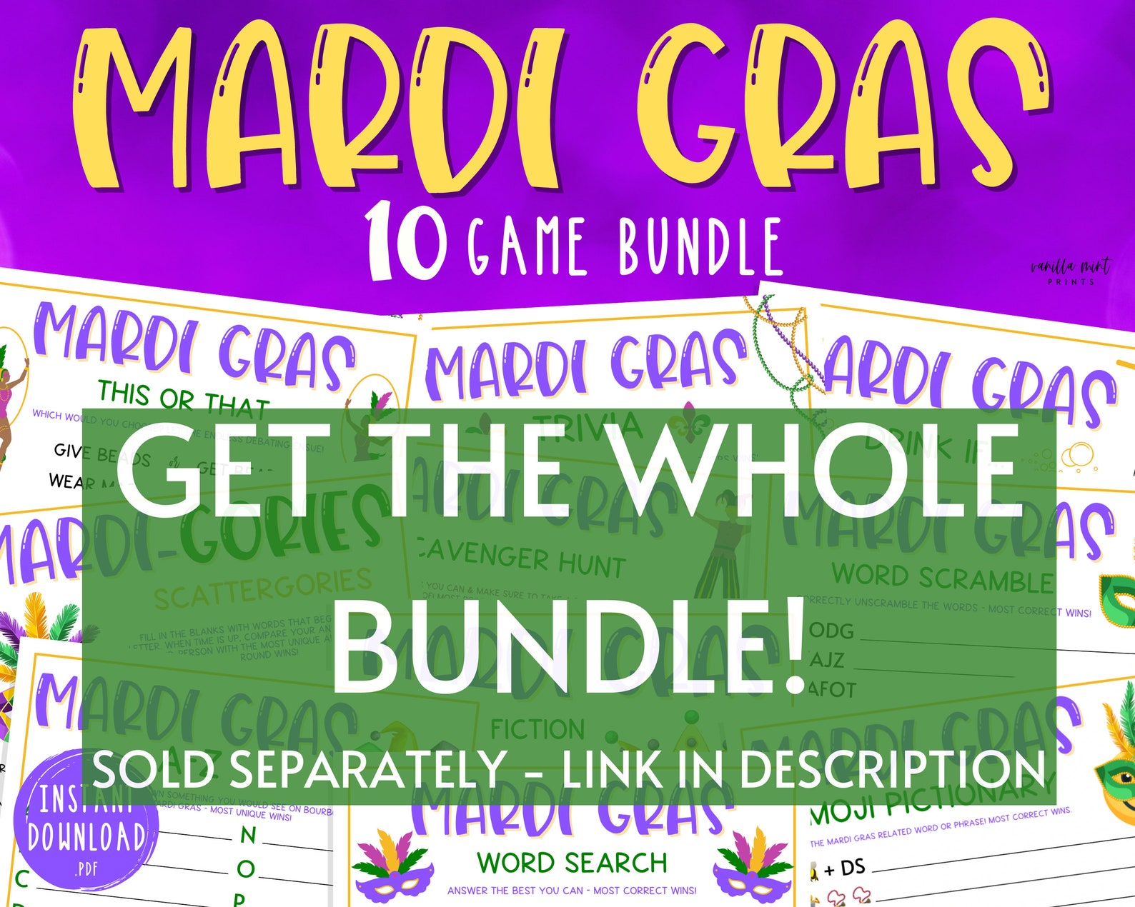 Mardi Gras Scavenger Hunt Game Fat Tuesday Party Games - Etsy