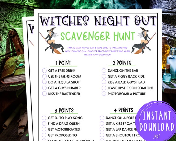 Witches Night Out Scavenger Hunt Game Fun Halloween Party | Etsy