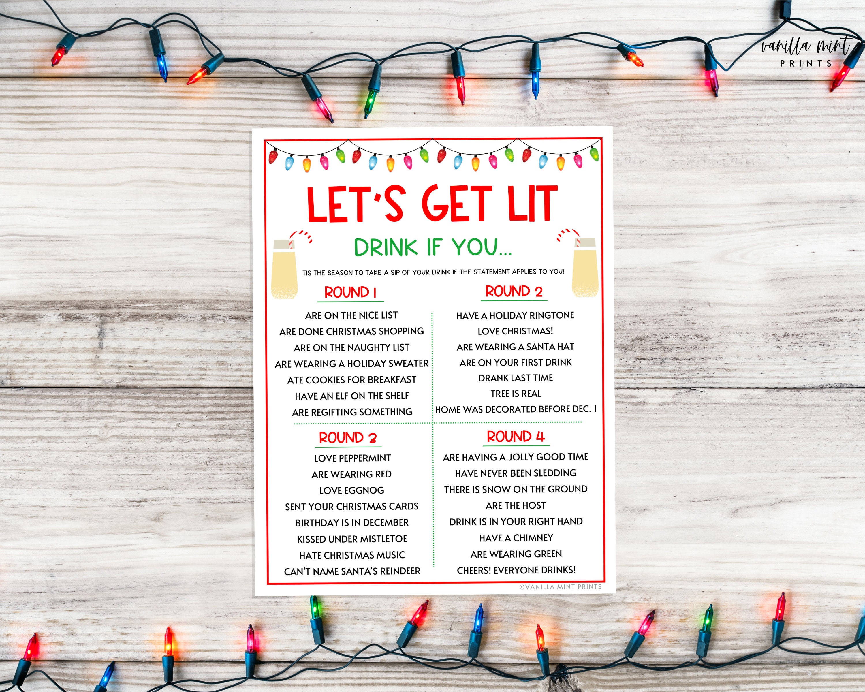 Christmas Drink If Game Let's Get Lit Xmas Drinking - Etsy UK