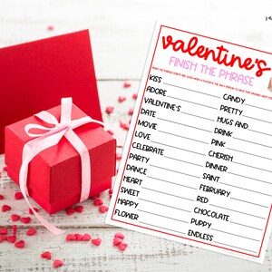 Valentine's Day Finish the Phrase Game | Fun Valentine's Day Printable ...