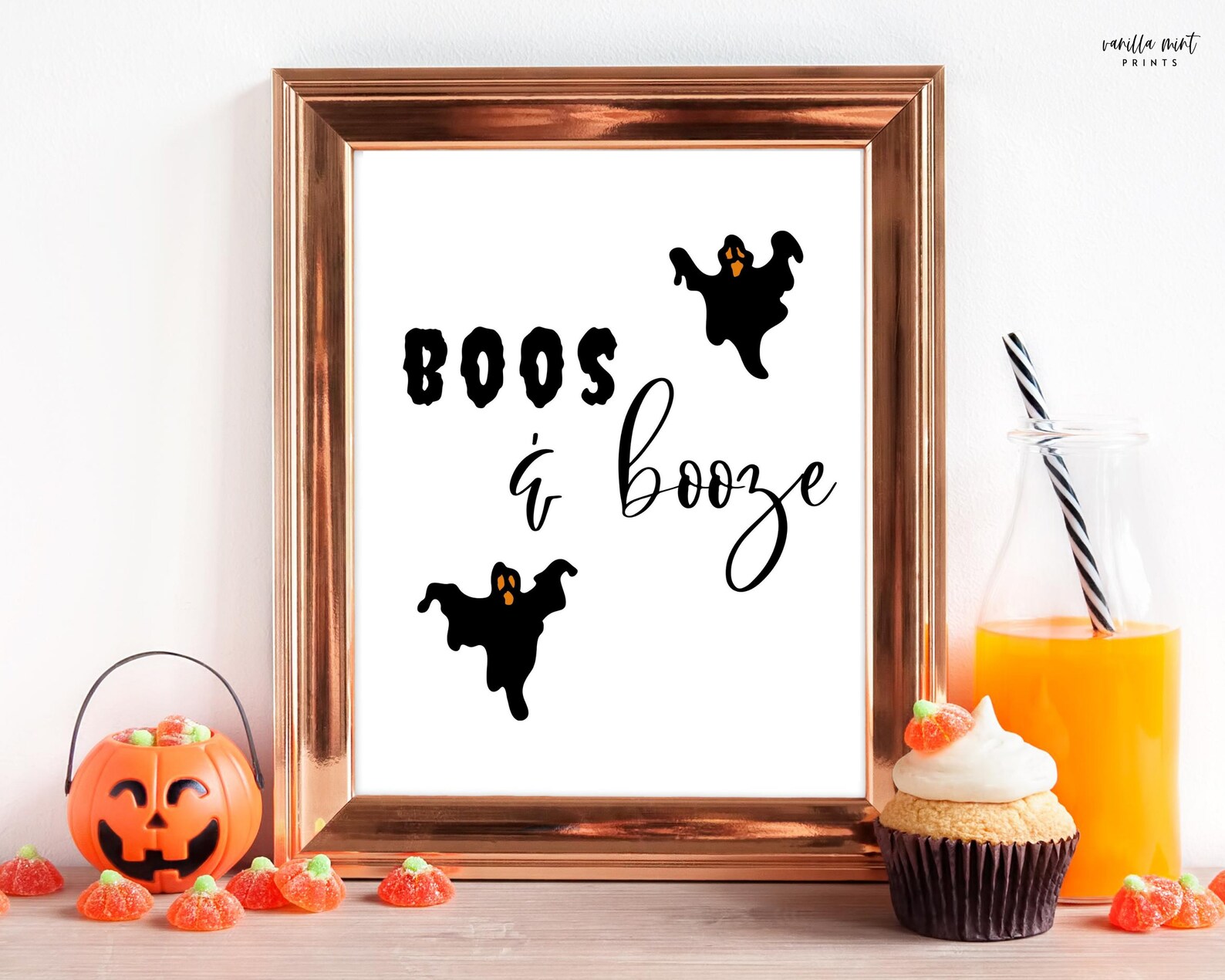 Halloween Party Signs Boos and Booze Halloween Party Decor | Etsy