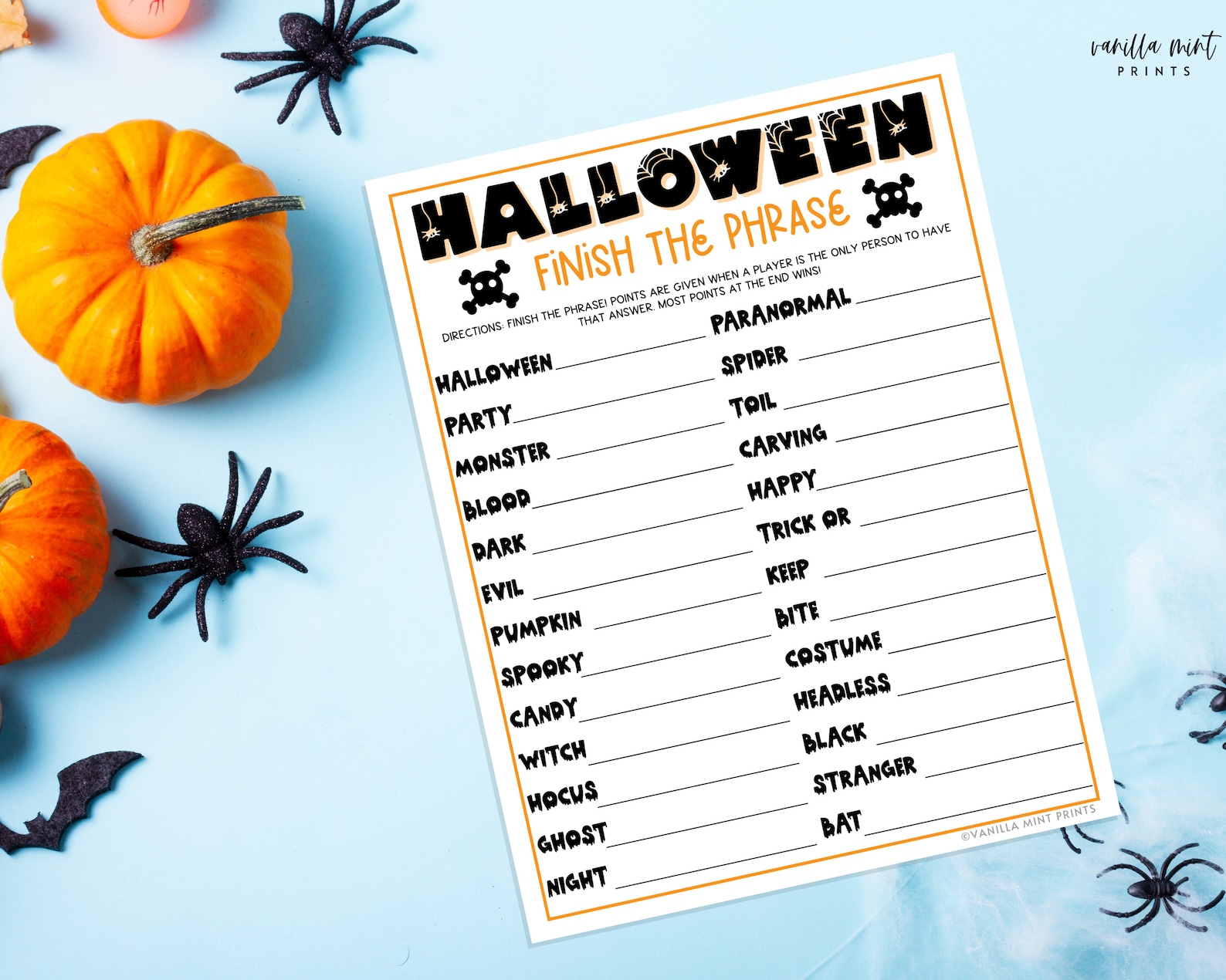Halloween Finish That Phrase Game Halloween Printable Games - Etsy