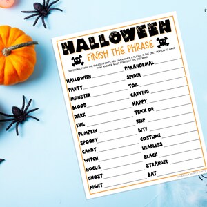 Halloween Finish That Phrase Game Halloween Printable Games - Etsy