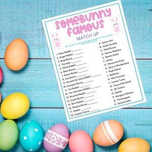 Easter Somebunny Famous Game Famous Rabbit Match up Easter Game Party ...
