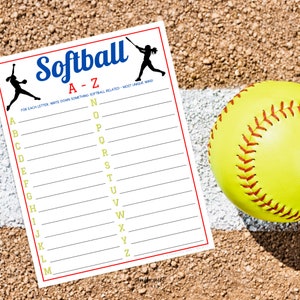 Softball A - Z Word Puzzle Game | Printable Softball Team Party Game ...