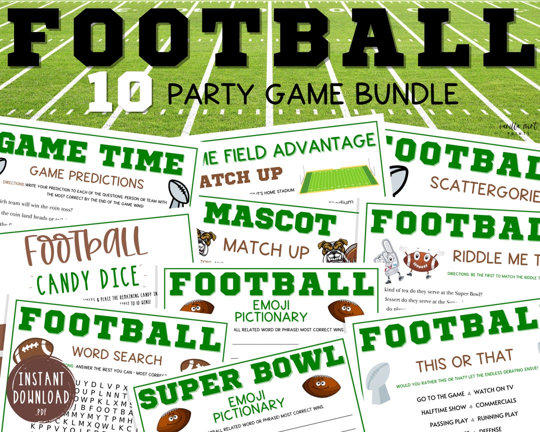 Football 10 Game BUNDLE Ten Professional Football Party Games Pack ...