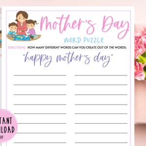 Mother's Day Word Puzzle Games | Happy Mother's Day | Games With Mom ...