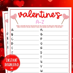 Valentine's Day A-Z Game | Valentine Printable Game | Fun Valentine's ...
