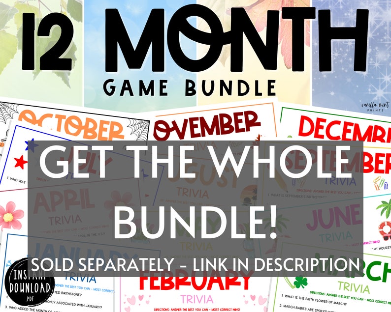 January Trivia Game Printable Month Party Games Wintertime - Etsy