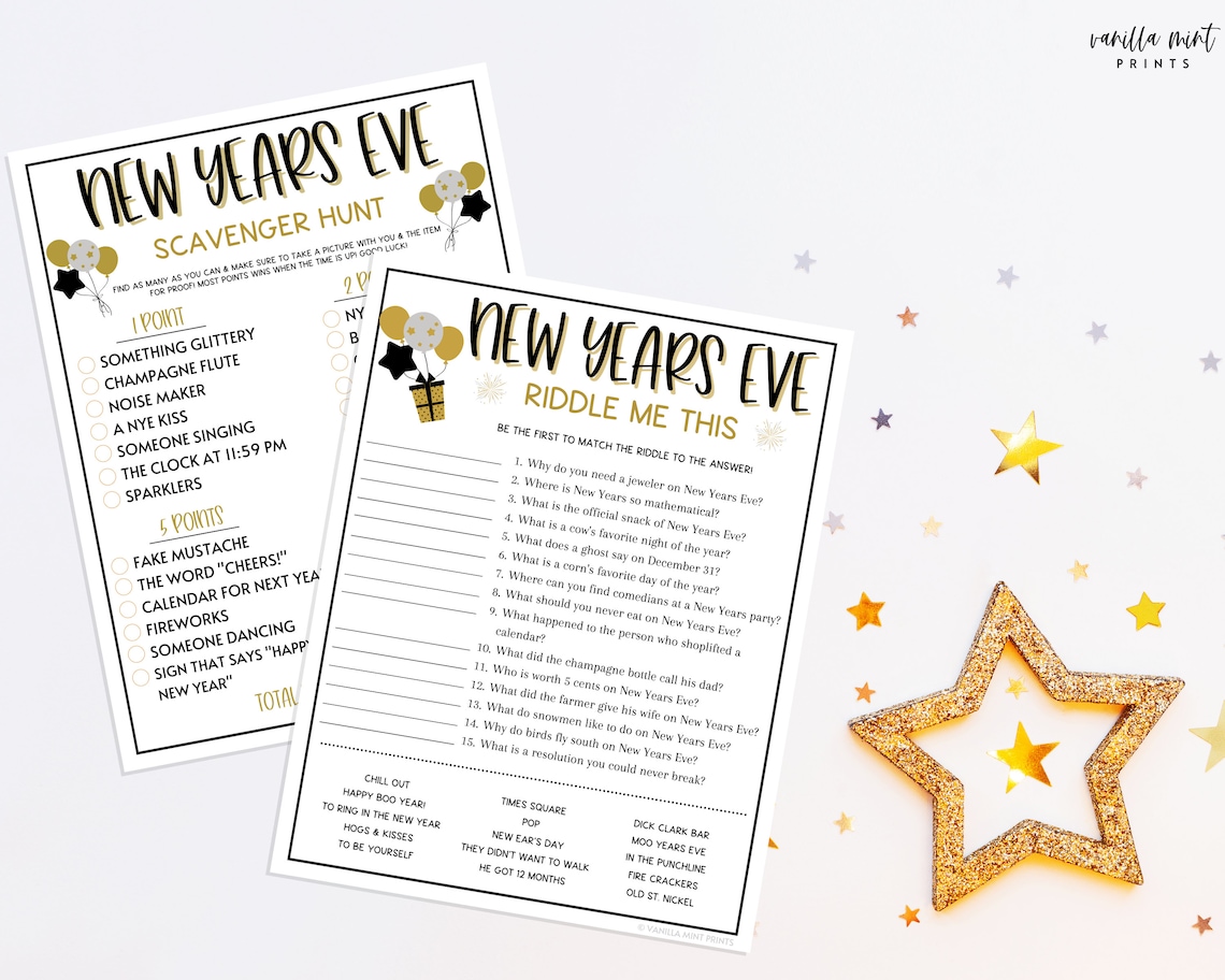 5 New Years Eve Kids Party Games BUNDLE Printable New Years | Etsy