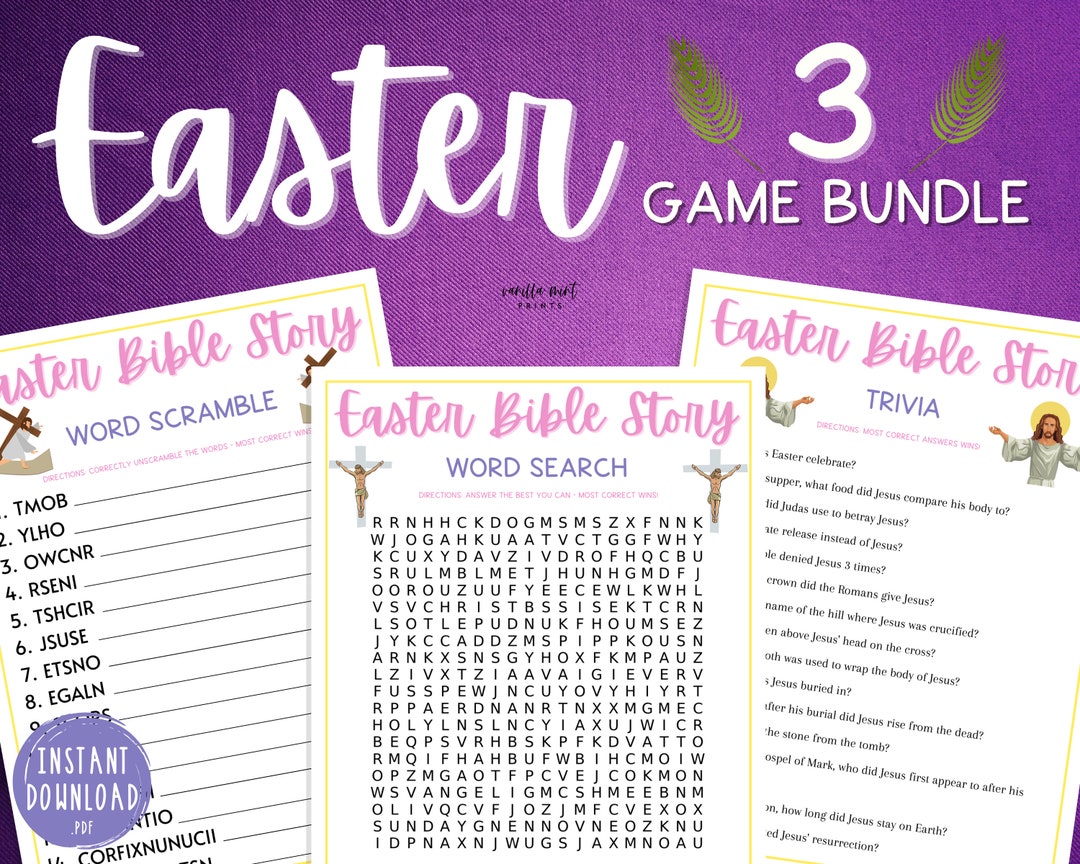 Easter Bible Story 3 Game BUNDLE | Three Printable Easter Games | Party ...