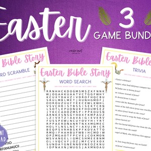 Easter Bible Story 3 Game BUNDLE | Three Printable Easter Games | Party ...