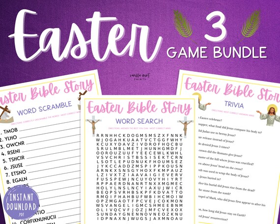 Easter Bible Story 3 Game BUNDLE Three Printable Easter | Etsy
