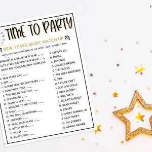 New Years Eve Time to Party Music Match Trivia Game | Printable Games ...
