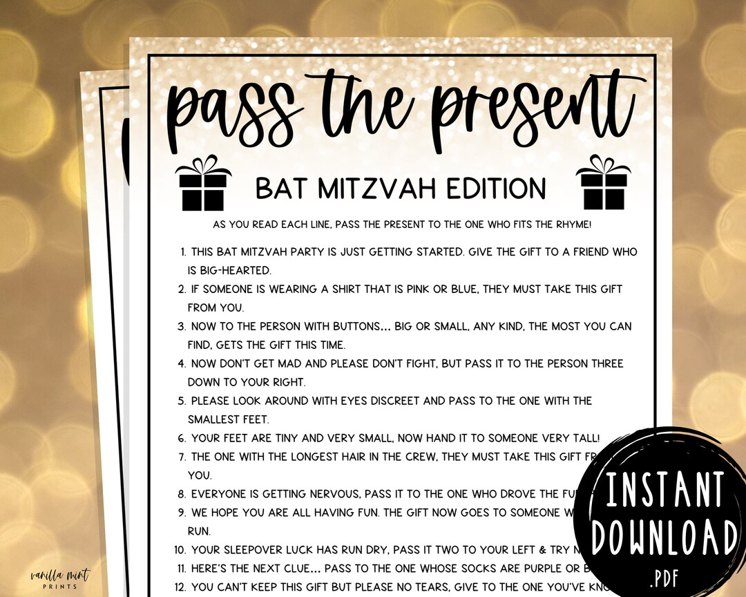 Bat Mitzvah Games | Pass the Present Party Game | Birthday Party Games ...