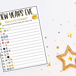 New Years Eve Emoji Pictionary Game Printable Games Fun New Years Eve ...