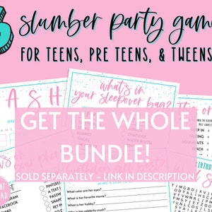 Teen Slumber Party Games | Word Search | Girls Sleepover Birthday Party ...