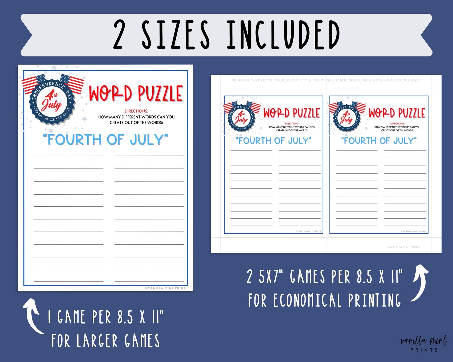 Fourth of July Word Puzzle Game 4th of July Printable Party - Etsy