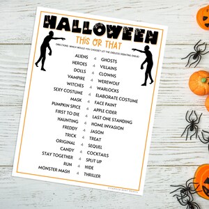 Halloween This or That Game Halloween Printable Games - Etsy