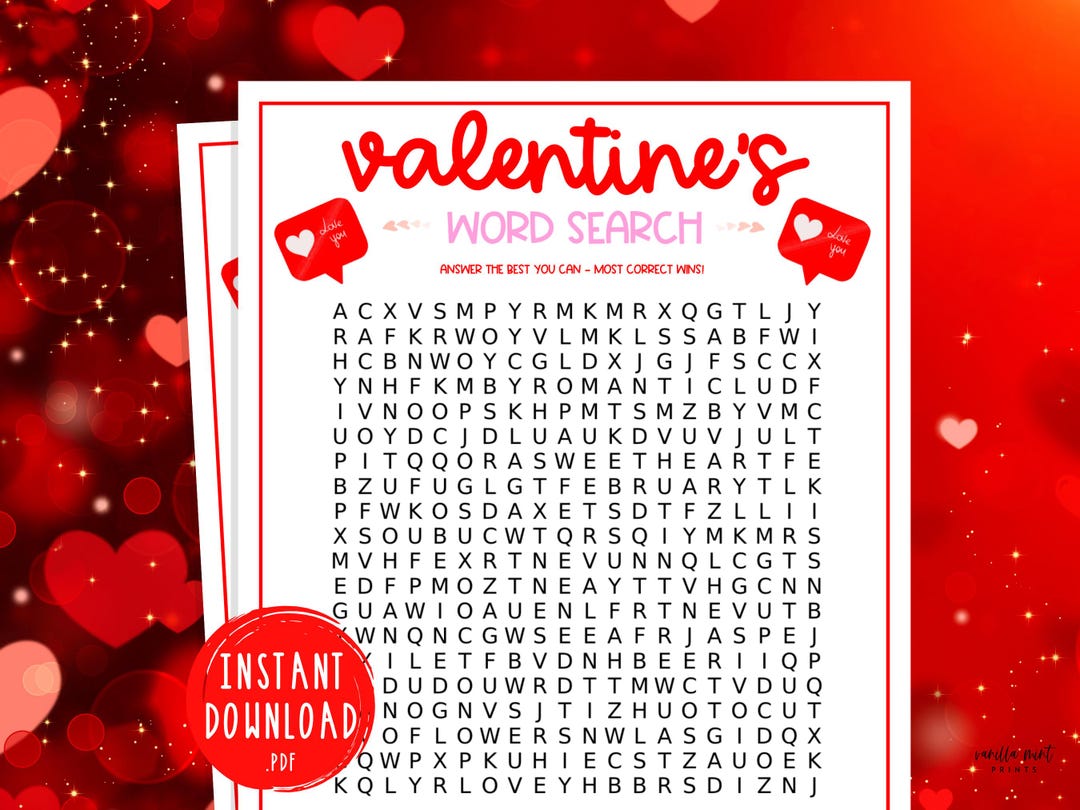 Valentine's Day Word Search Game | Valentine Printable Game | Fun ...