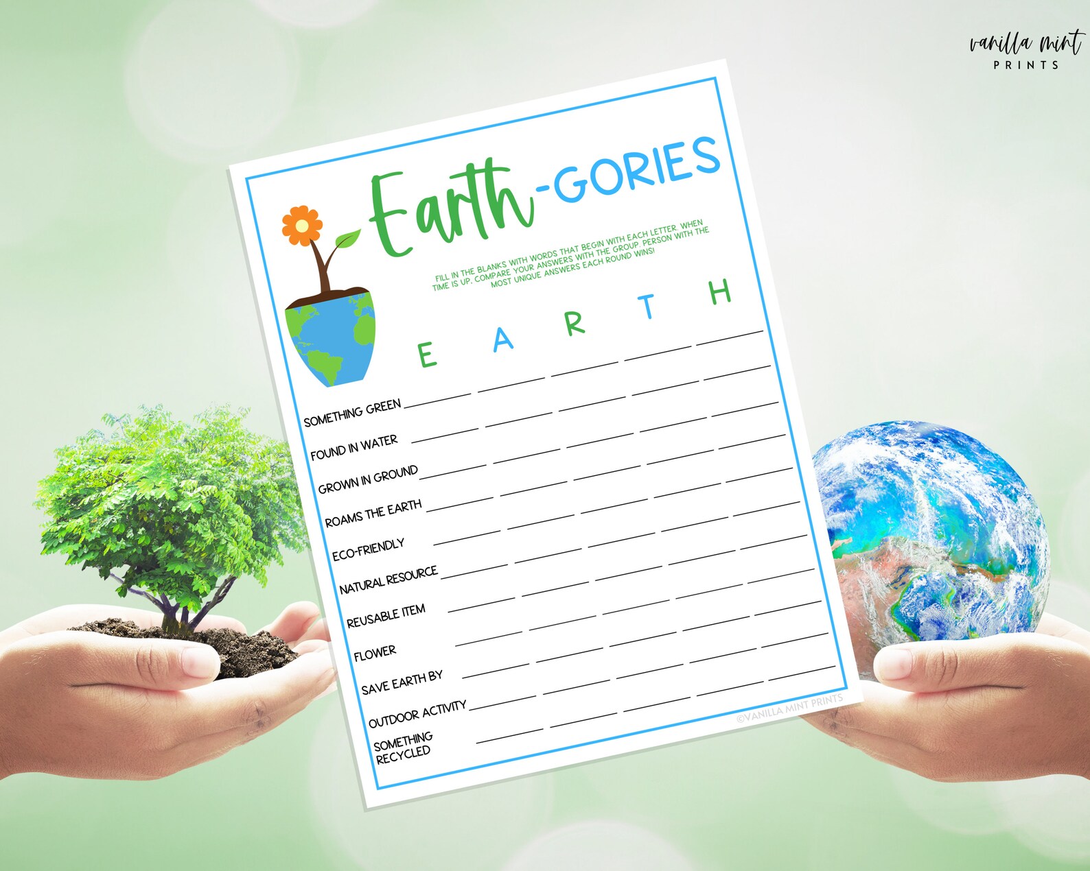 Earth Day Scattergories Game Fun Printable Spring Games | Etsy