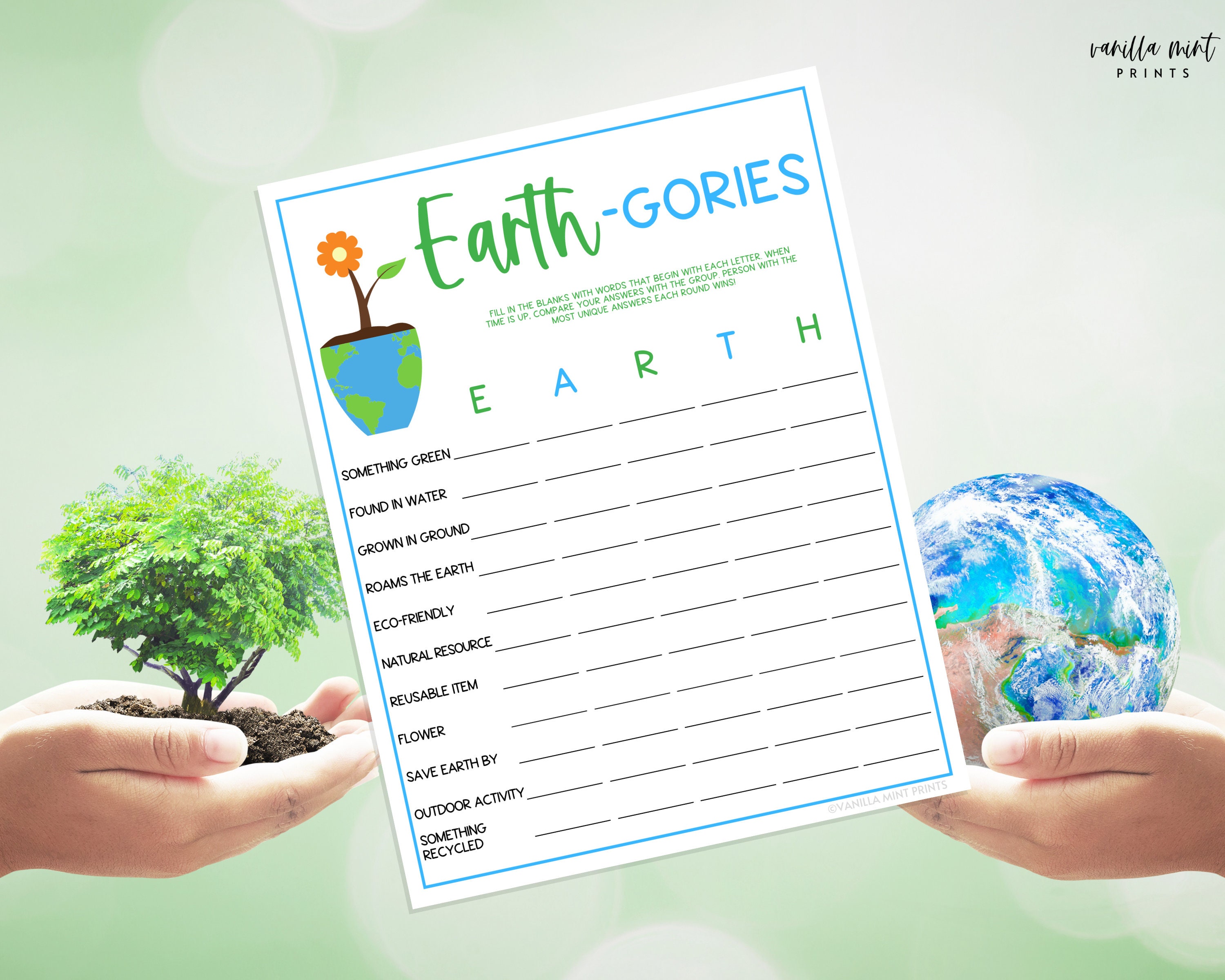 Earth Day Scattergories Game | Fun Printable Spring Games ...