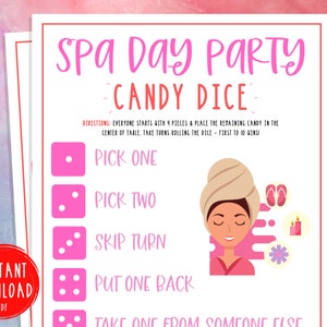 Spa Day Party Candy Dice Game | Girl's Birthday Party Games for Kids ...