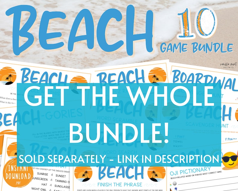 Beach Finish the Phrase Game Printable Summertime Games - Etsy