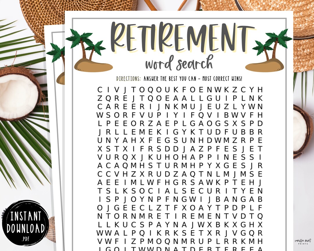 Retirement Party Games | Retirement Word Search | Fun Retirement Party ...