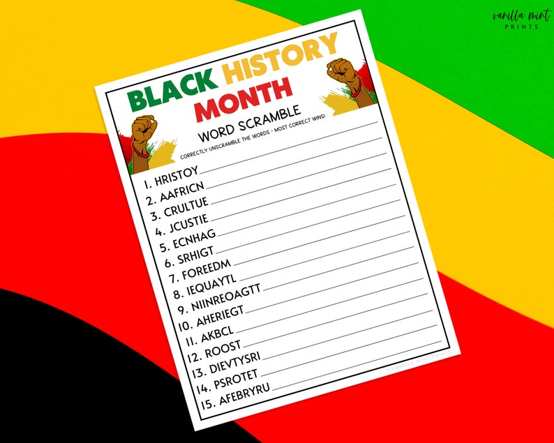 Black History Month Word Scramble Game African American - Etsy