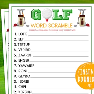 Golf Word Scramble Game | Printable Golf Team Party Game | Masters Golf ...