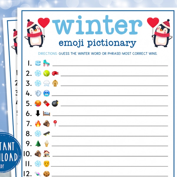 Winter Emoji Pictionary - Etsy