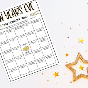 New Years Eve Find Someone Who Bingo Game New Years Games New Years Eve ...
