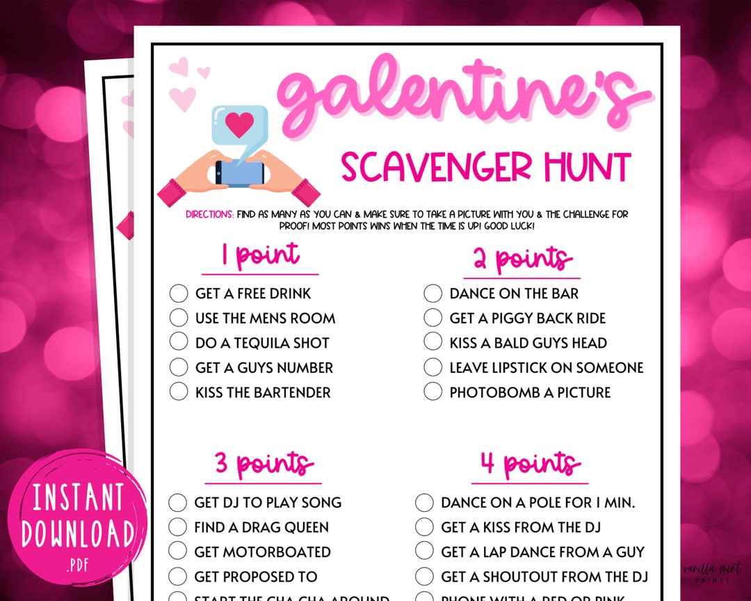 Galentine's Day Scavenger Hunt Game Fun Party Games Girls Night Out ...