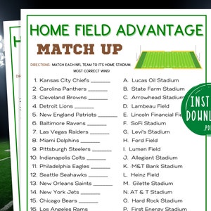 Football Home Field Advantage Trivia Game | Super Bowl Party Games ...