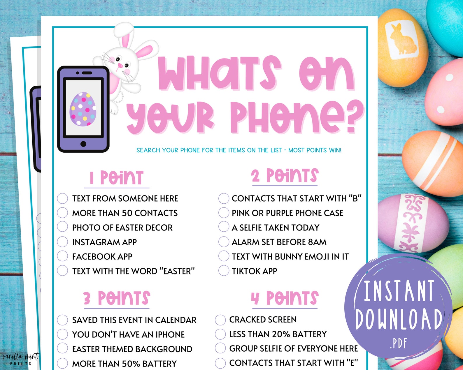 Easter Whats on Your Phone Game Printable Easter Games - Etsy