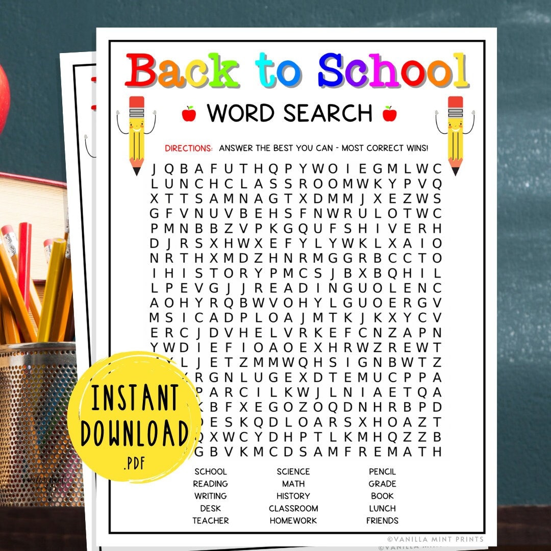 Back to School Game | Word Search | First Day of School Activities ...