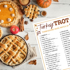 Thanksgiving Turkey Trot Music Match up Game | Thanksgiving Printable ...