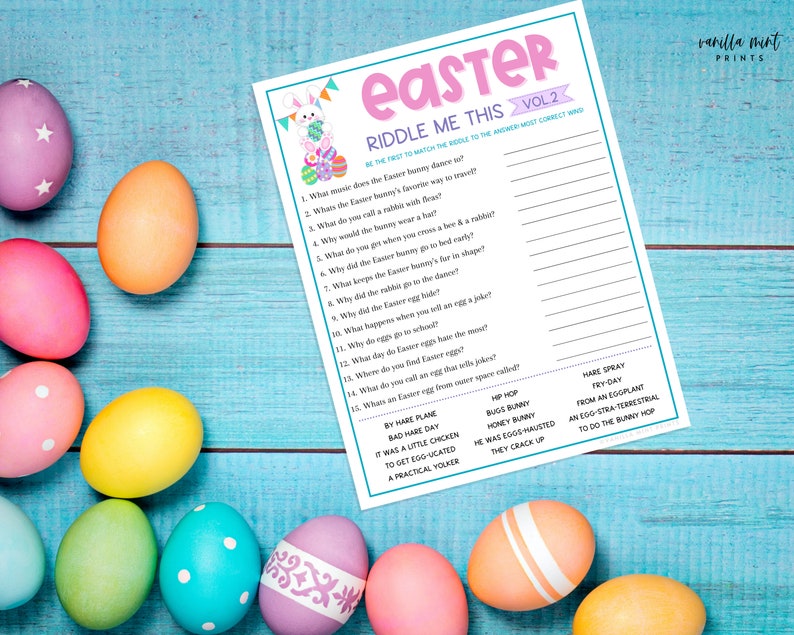 Easter Riddle Me This Game Volume 2 Famous Rabbit Match up | Etsy