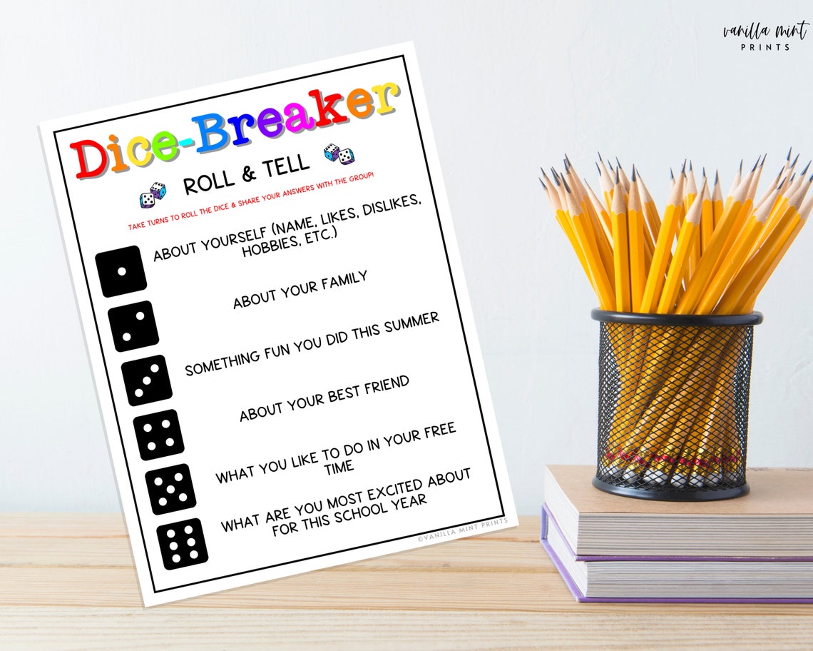 Dice-breaker Roll and Tell Game Back to School First Day - Etsy