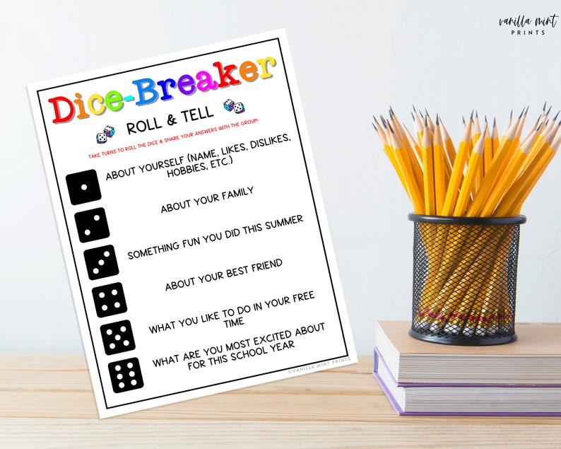 Dice-breaker Roll and Tell Game Back to School First Day - Etsy