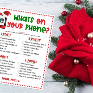 Ugly Sweater Party Whats on Your Phone Game | Christmas Printable Games ...